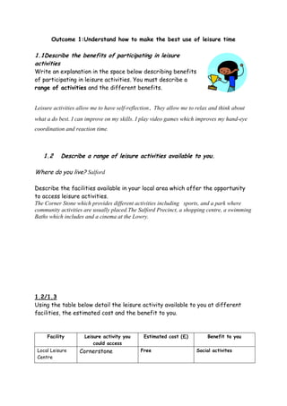 Making the most of leisure time | DOCX