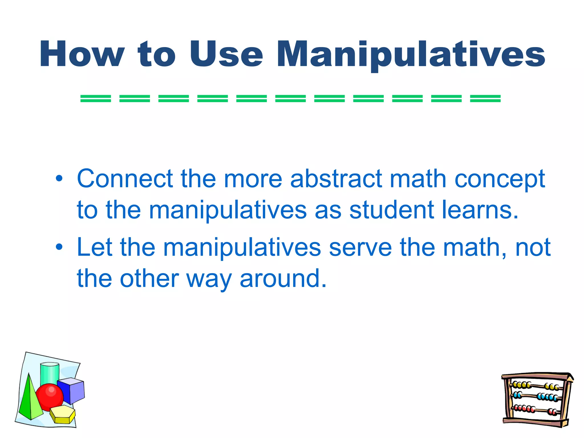 Making the most of math manipulatives | PDF