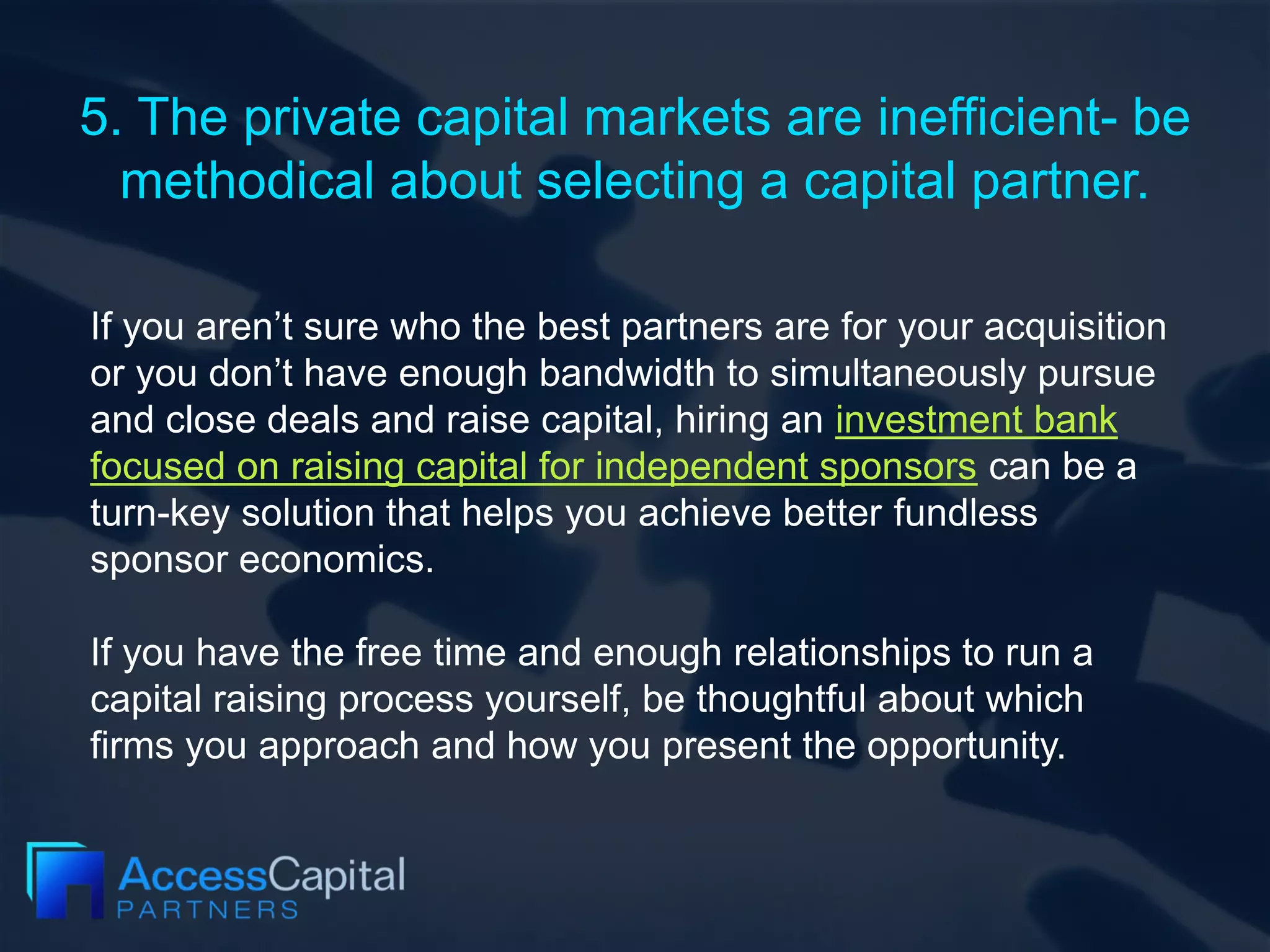 Making the Most Out of the Independent Sponsor Model - Access Capital ...