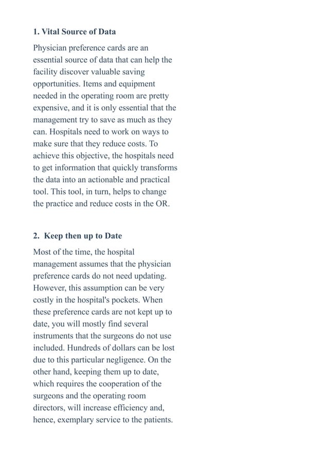 Making the physician preference cards efficient | PDF