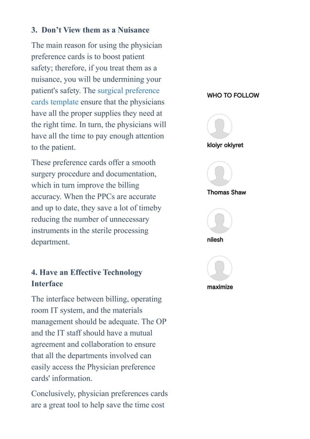 Making the physician preference cards efficient | PDF