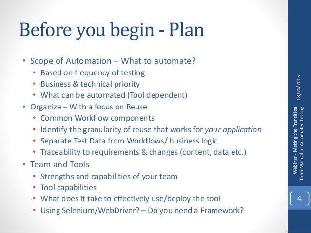 Making The Transition From Manual To Automated Testing