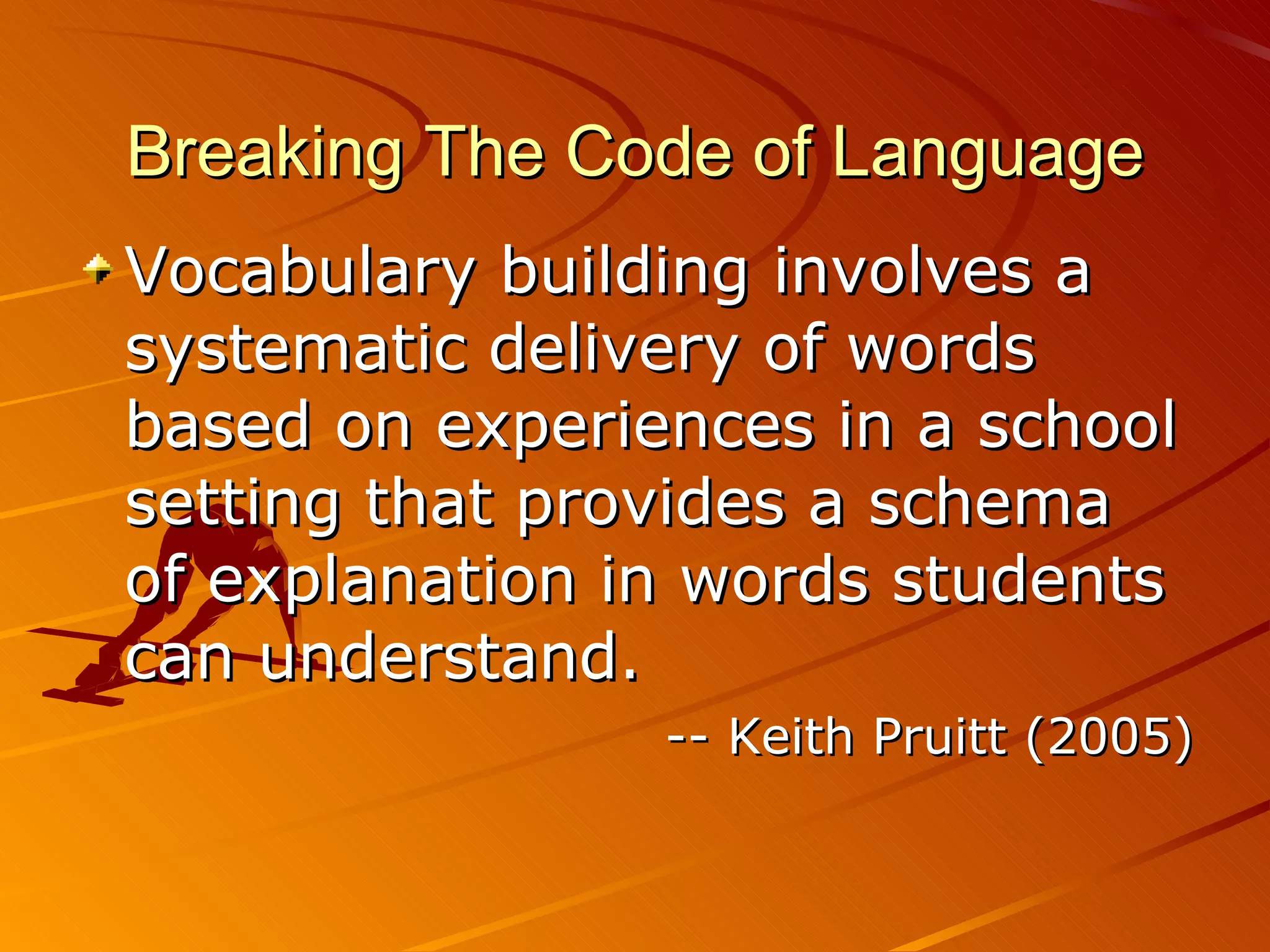 Making the vocabulary connection in middle schools | PPT