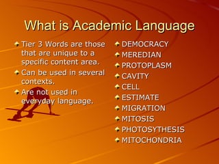 Making the vocabulary connection in middle schools | PPT