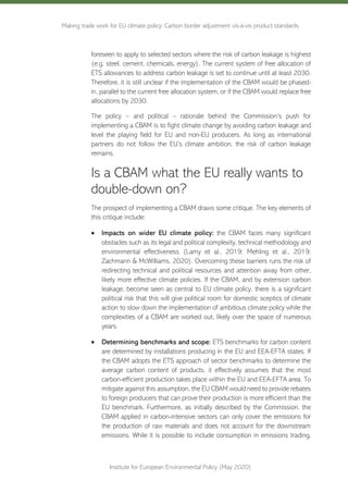 Making trade work for EU climate policy: Carbon border adjustment or ...