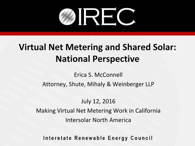 Virtual Net Metering & Shared Solar: National Perspective | PPT