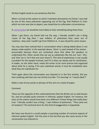 Making Your Implicit Knowledge Explicit And Specific Features Of Spoken English | PDF