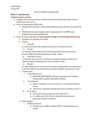 Psych 302 Midterm Study Guide | PDF