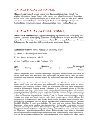 Maklumat bahasa malaysia | DOC