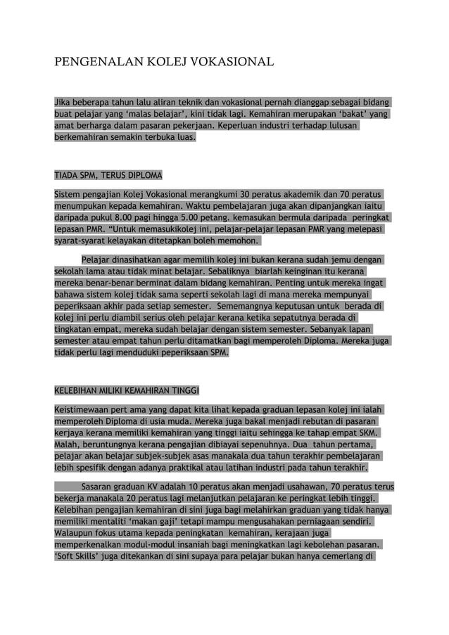 Maklumat kolej vokasional | PDF