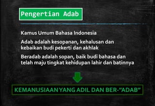 Makna Adab dalam Perspektif Pendidikan Islam | PPTX