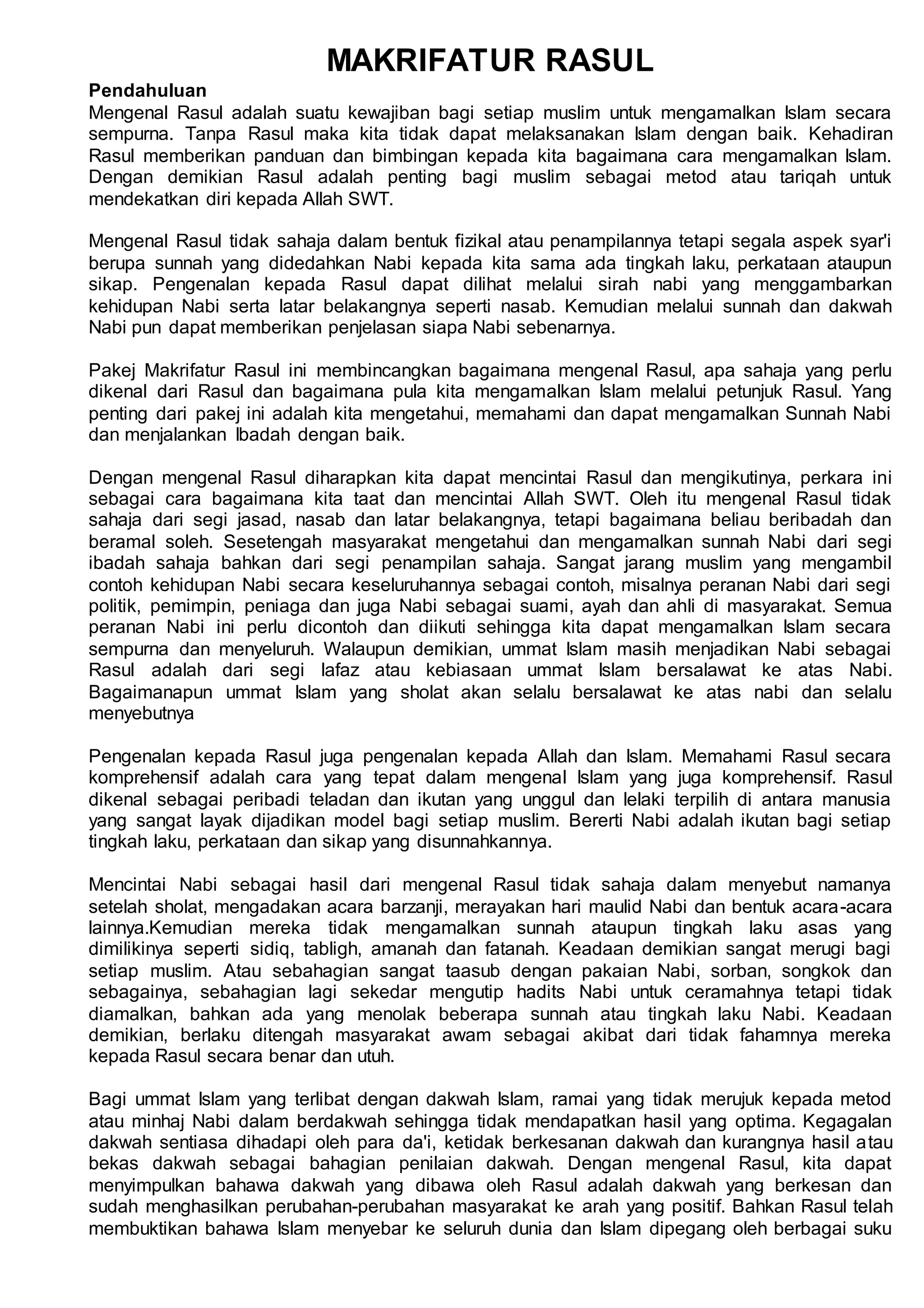 Makrifatur rasul | DOCX