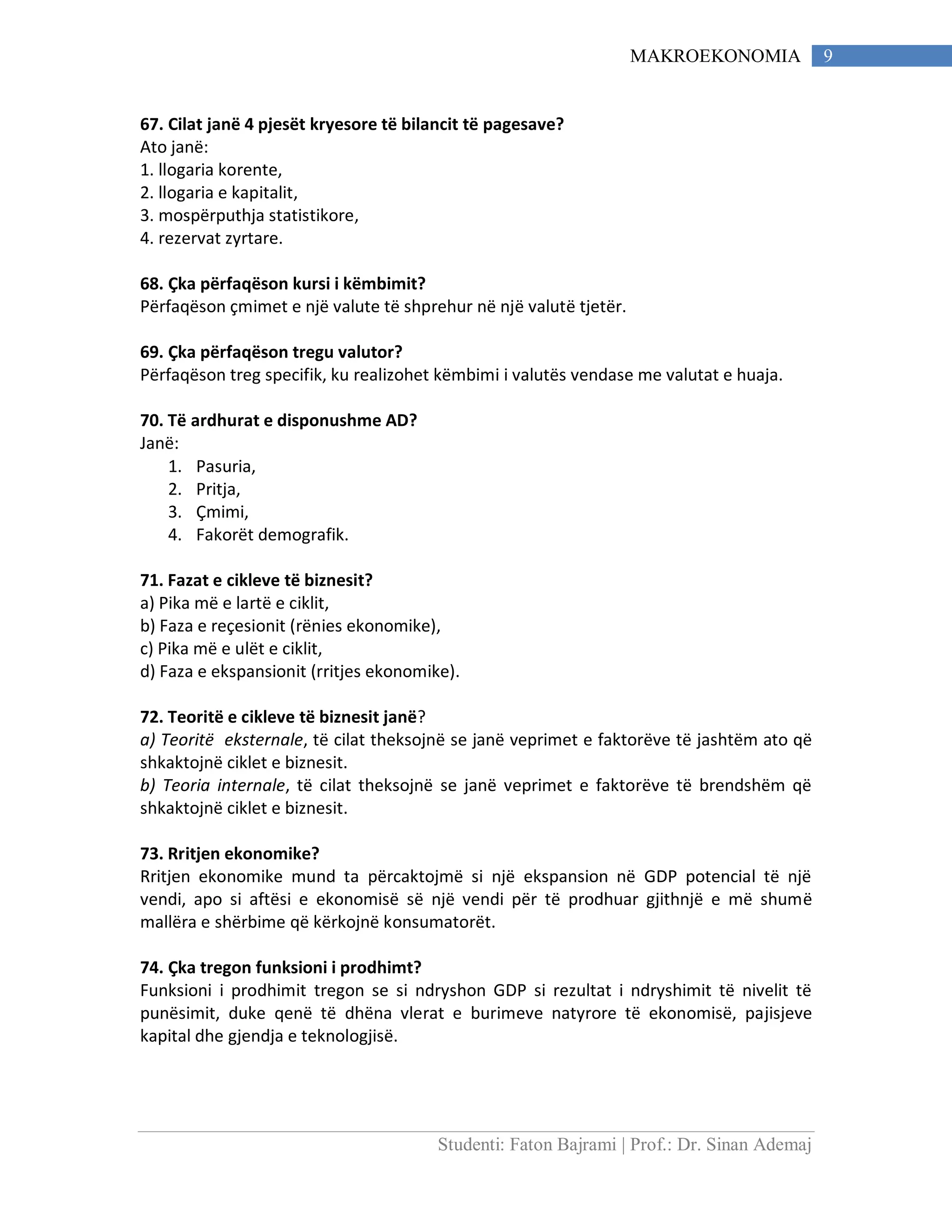 MAKROEKONOMIA - Pyetje dhe përgjigje | PDF