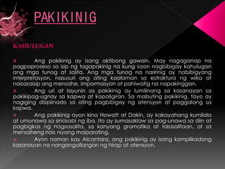 MAKRONG KASANAYAN SA WIKA: PAGSASALITA AT PAKIKINIG | PPTX