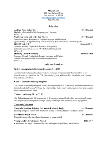 Resume - Maksim Kim | PDF