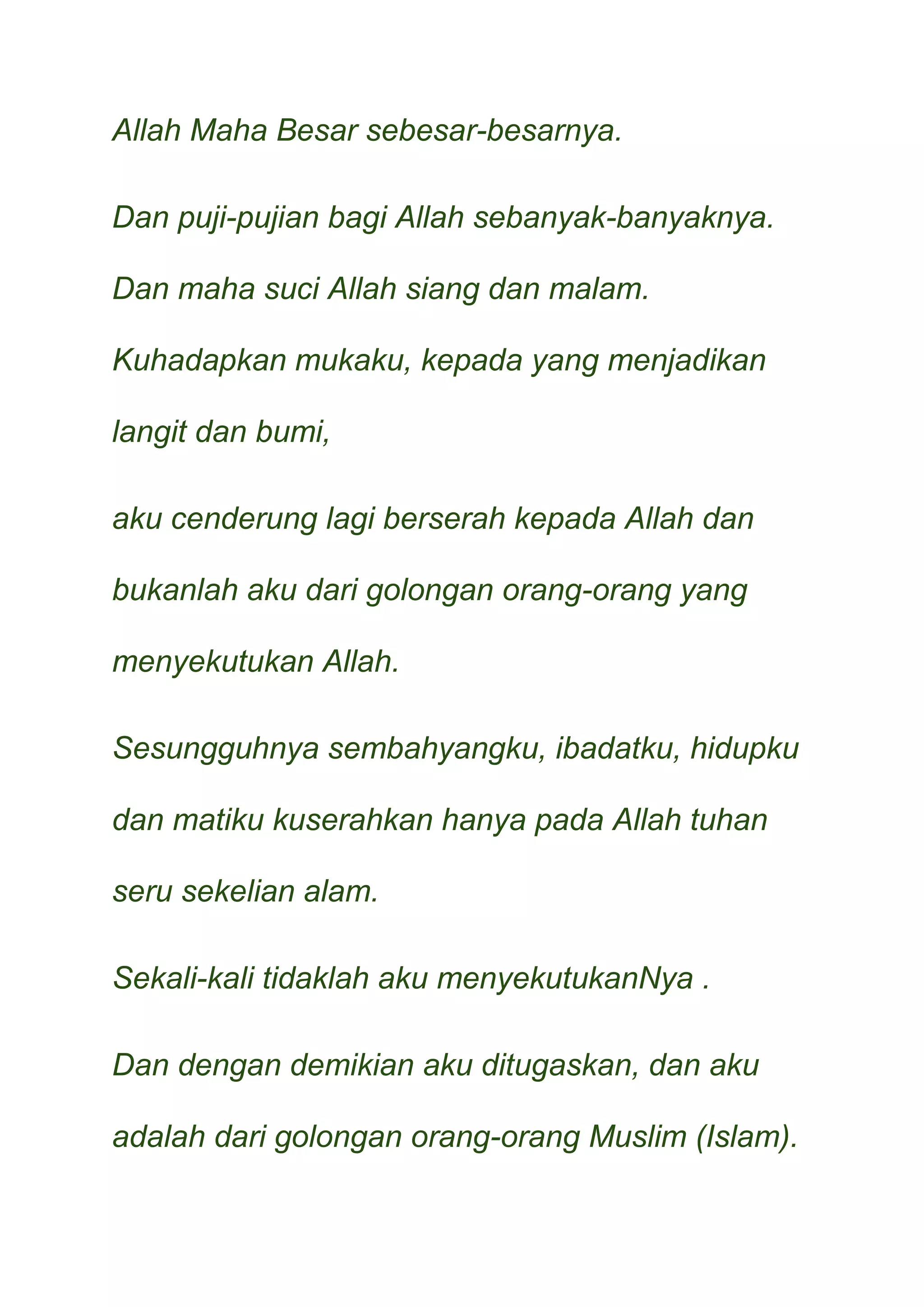 Maksud doa iftitah | PDF