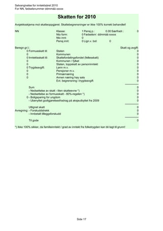 Mal selvangivelse 2010 | XLS