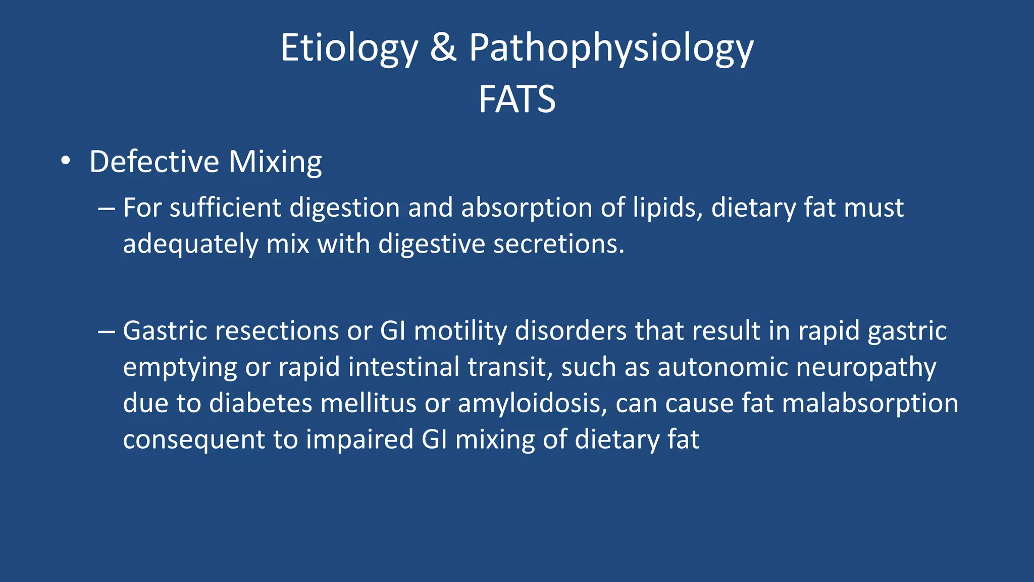 Fat, protien, lipids, carbohydrate Malabsorption and Chronic ...
