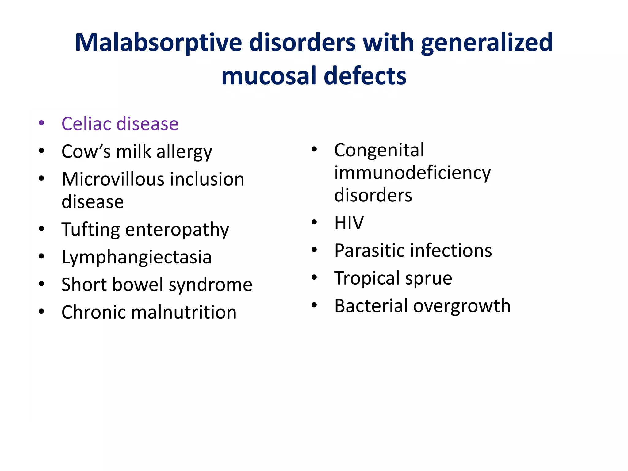 Malabsorption syndrome: pathophysiology and diagnosis. Teaching slides ...