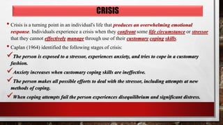 MALADAPTIVE BEHAVIOR OF INDIVIDUALS AND GROUPS, STRESS, CRISIS AND ...