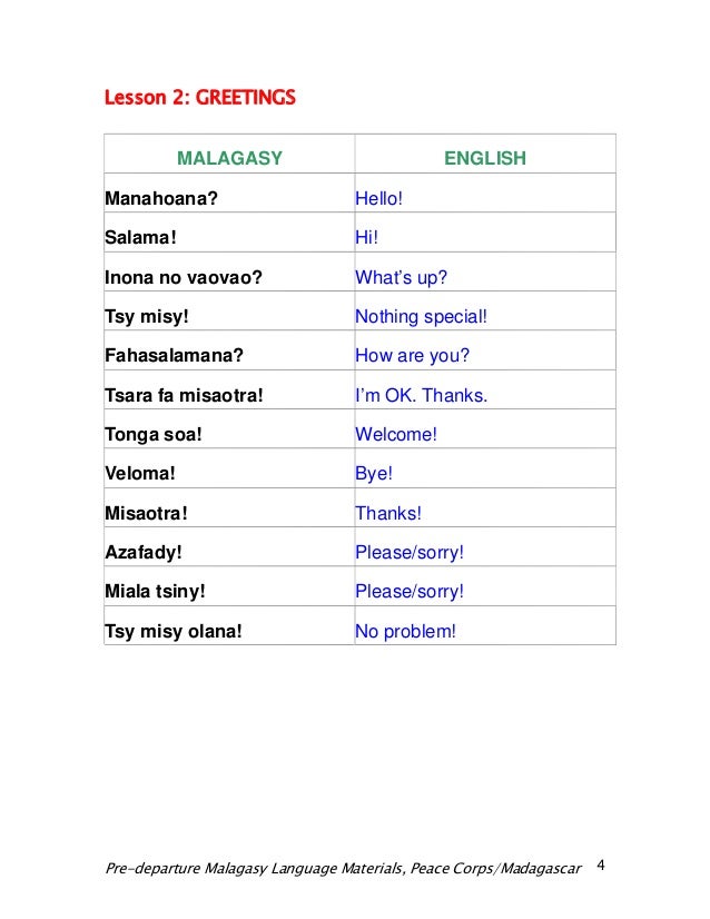 Basic Malagasy Language Course