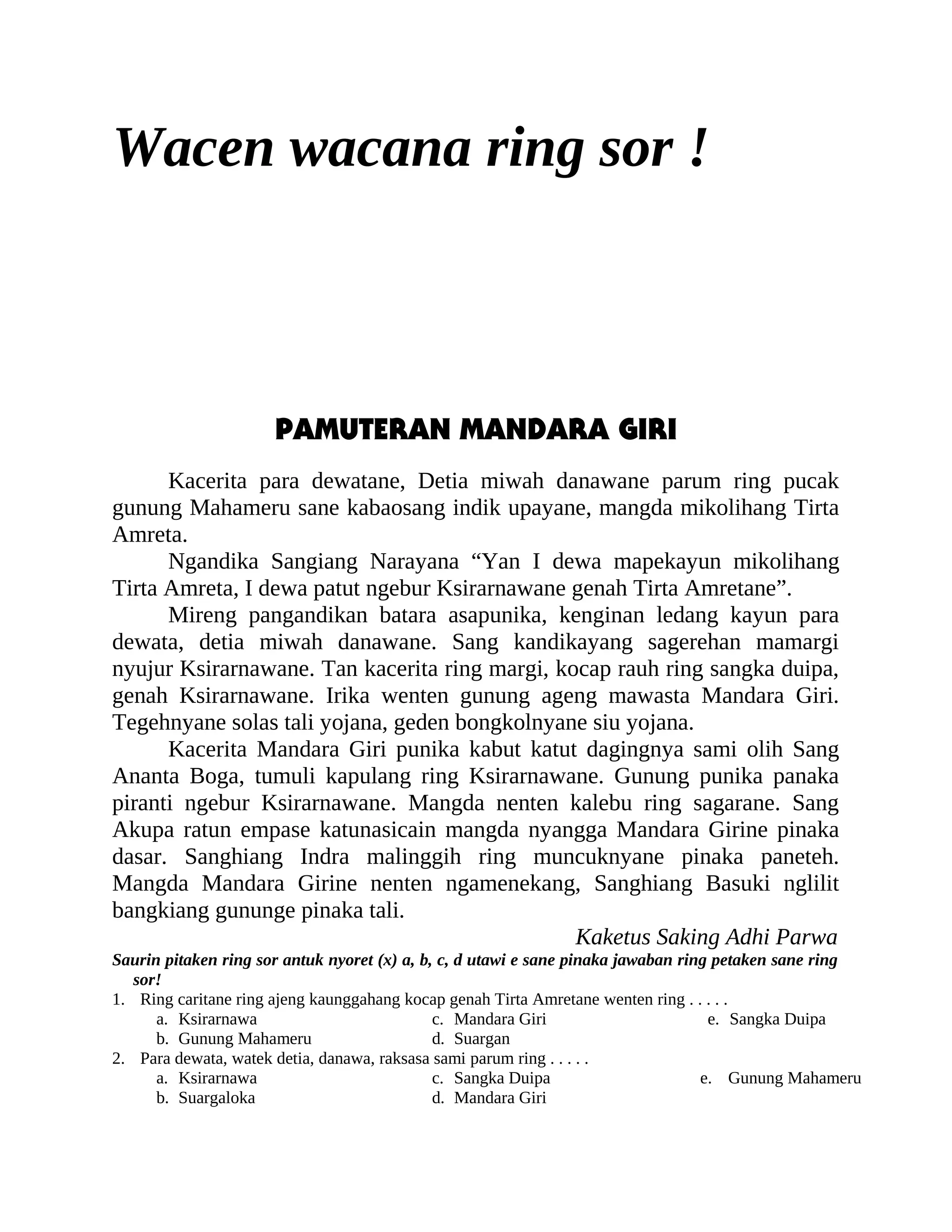 Malajah basa bali ring soal basa bali | DOC