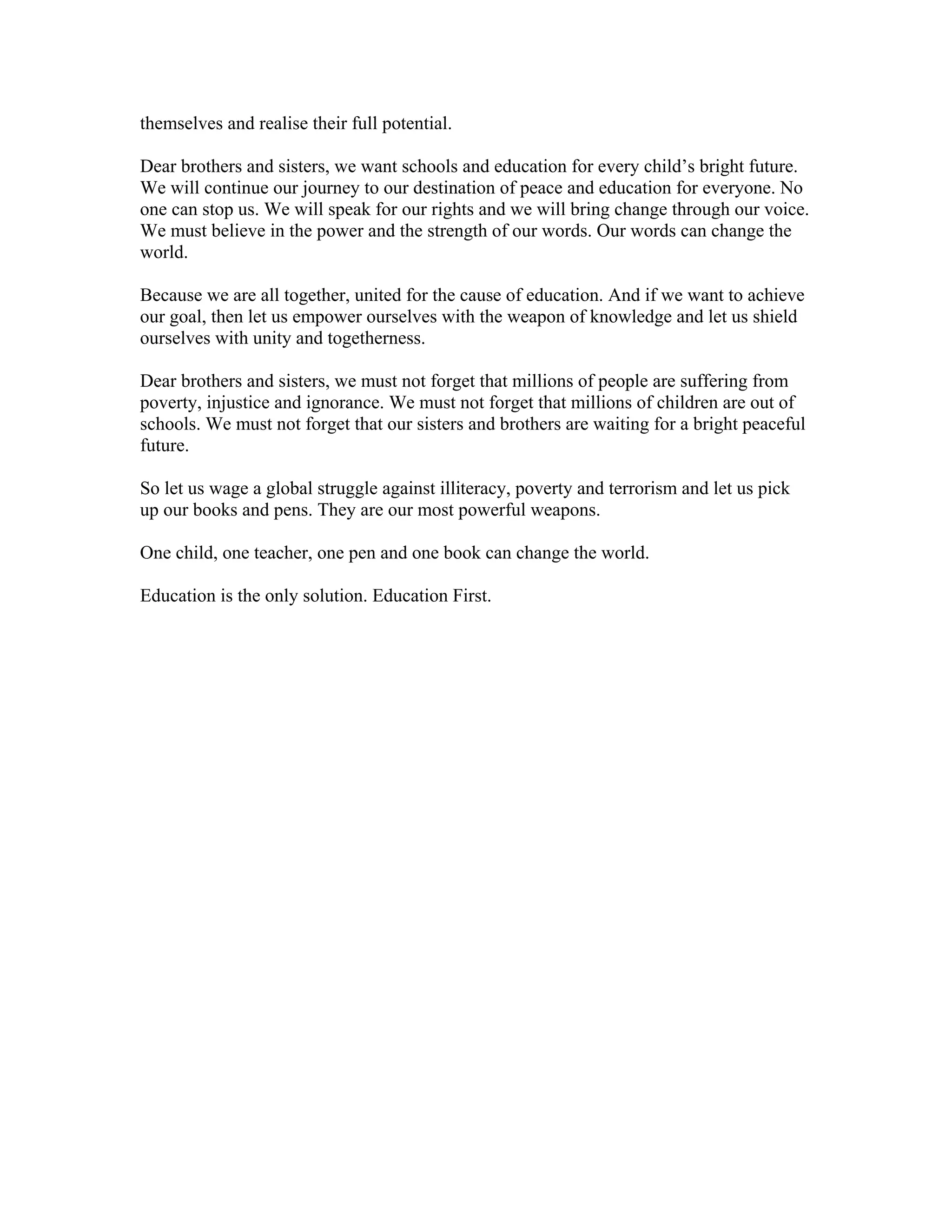 Malala´s Speech | PDF