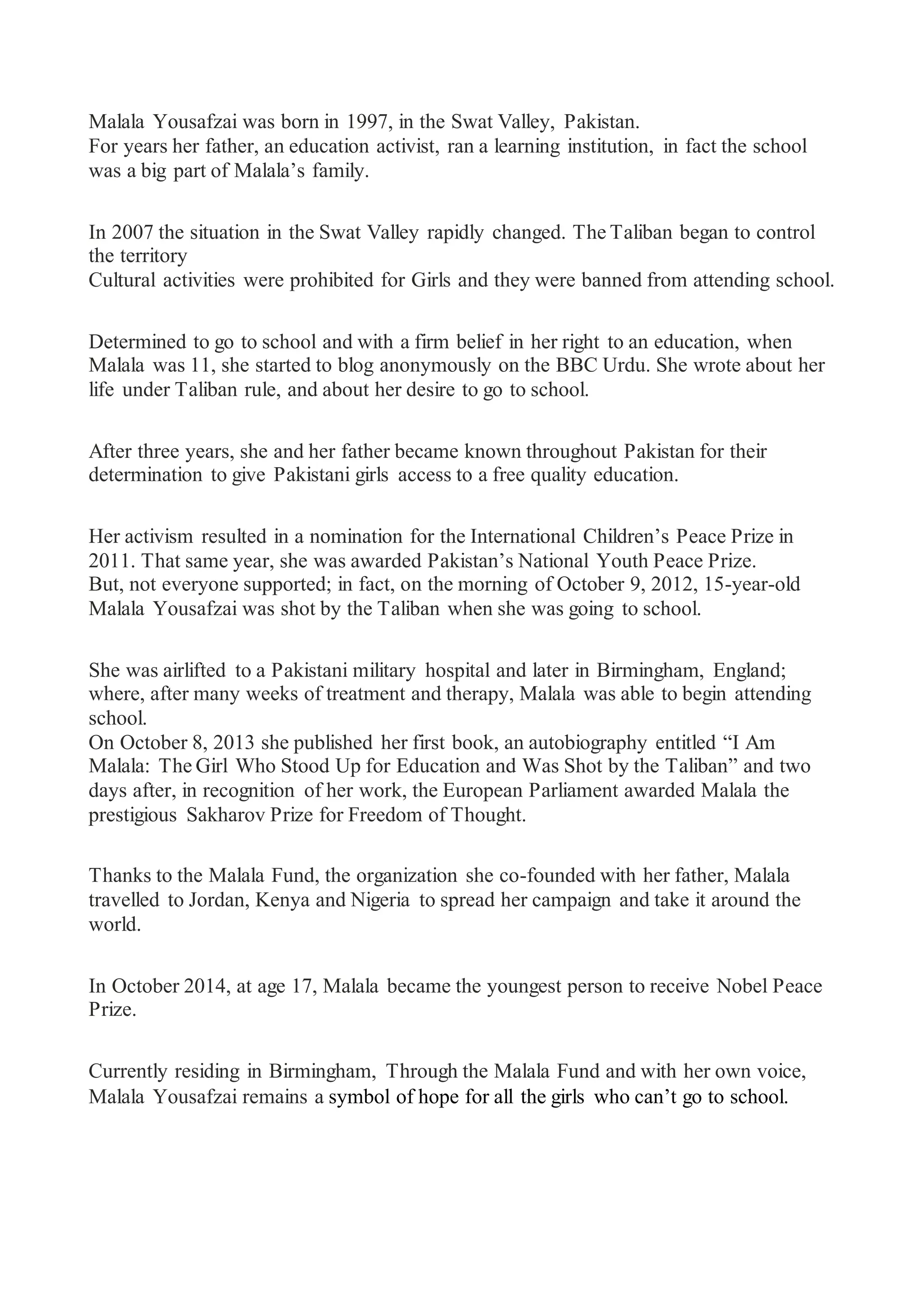 Malala Yousafzai (English) | DOCX