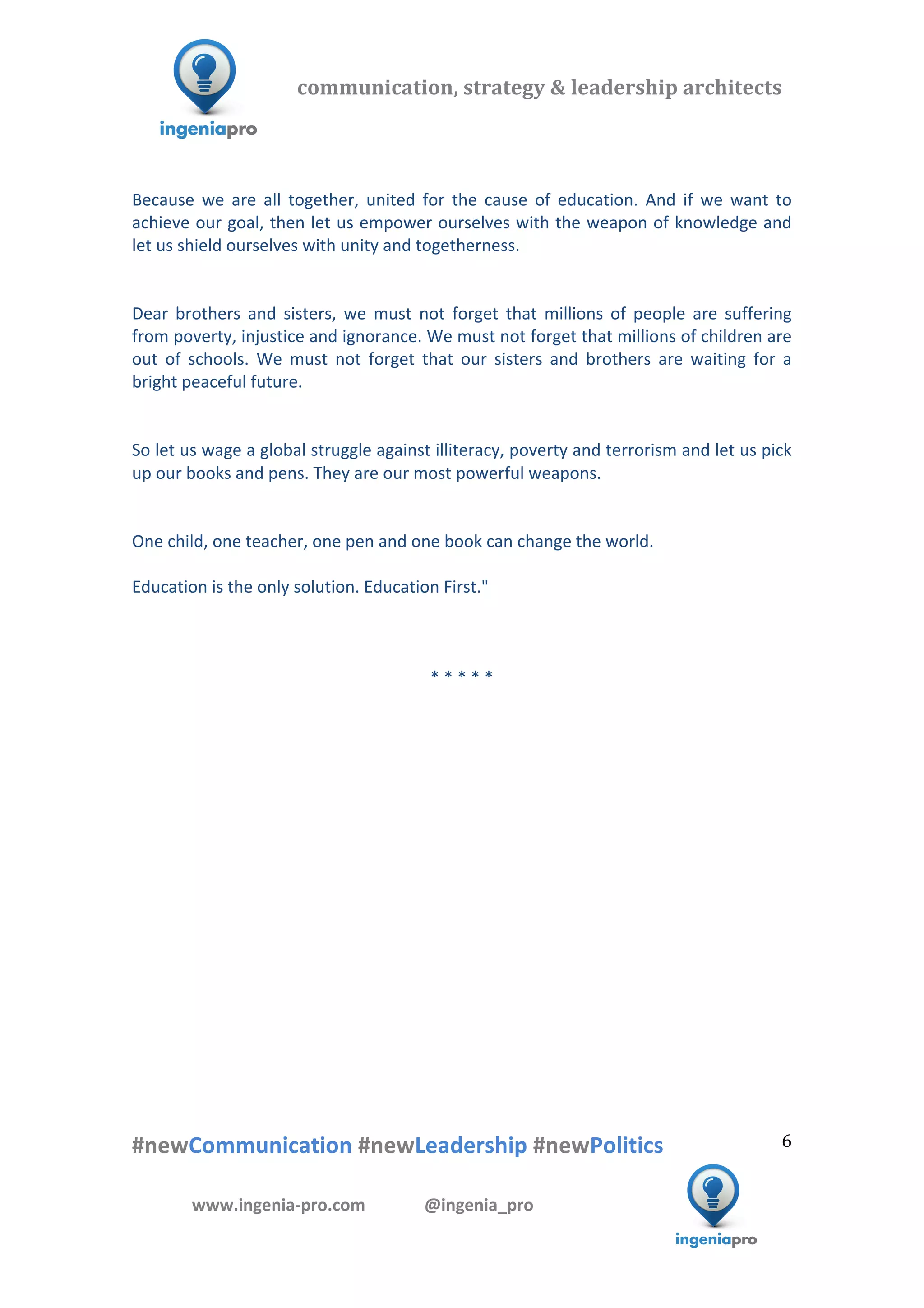 Malala Yousafzai Speech at the UN. | PDF