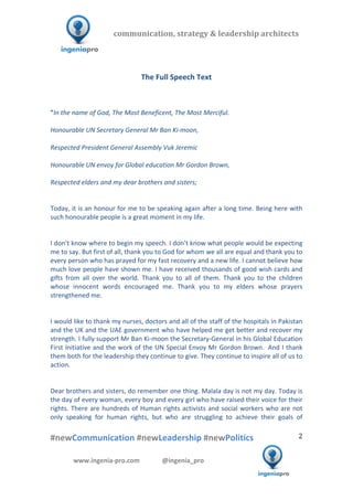 Malala Yousafzai Speech at the UN. | PDF