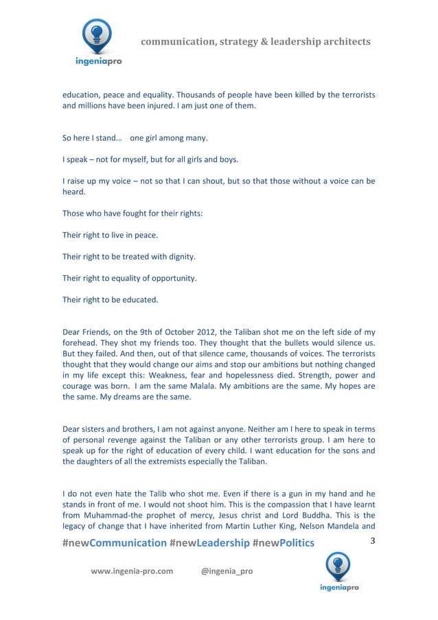 Malala Yousafzai Speech at the UN. | PDF