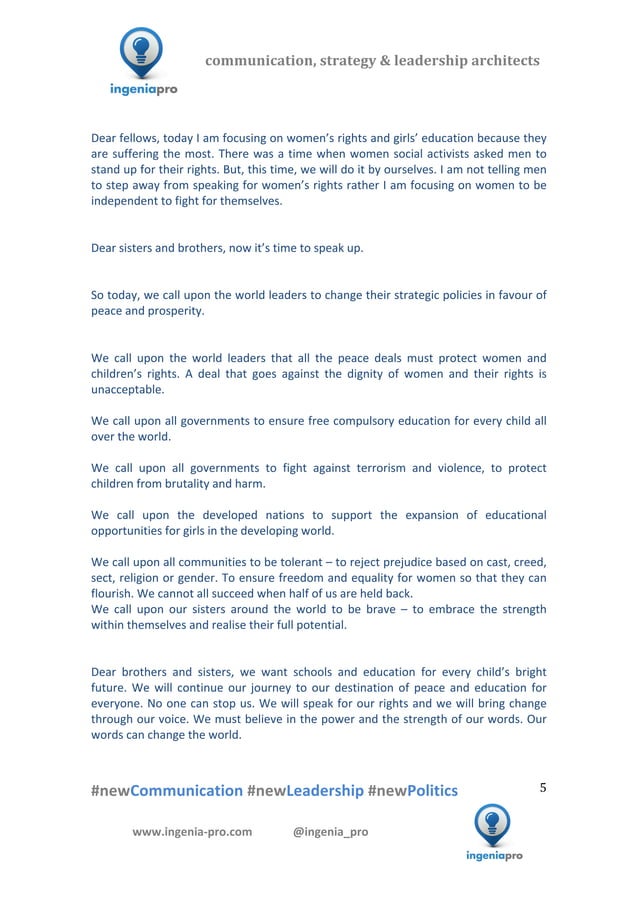 Malala Yousafzai Speech at the UN. | PDF