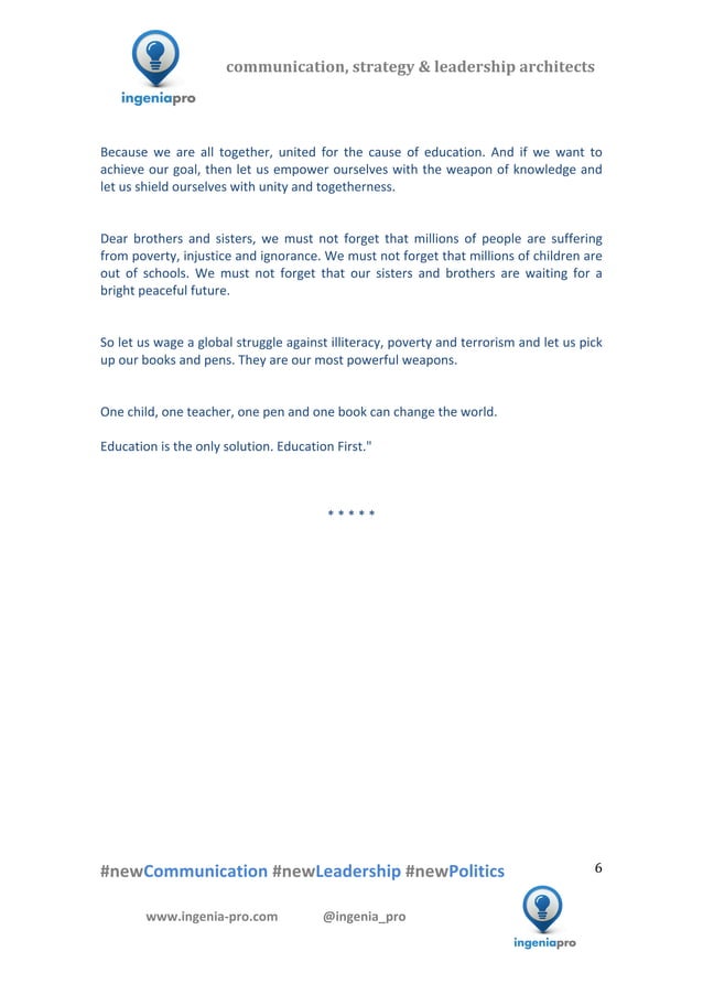 Malala Yousafzai Speech at the UN. | PDF