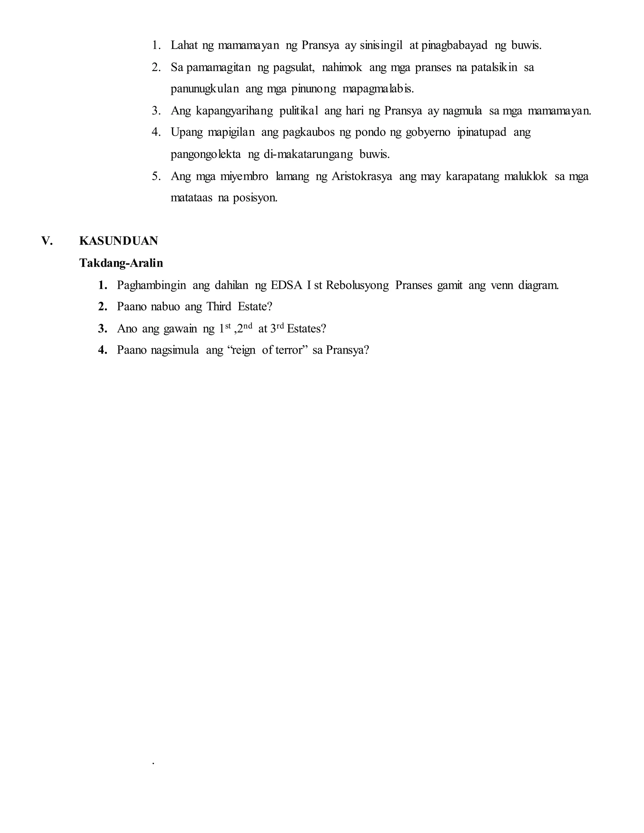 Malamasusing banghay | DOCX