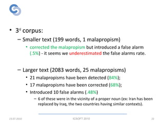 Malapropisms detection and correction prezentarea | PPT