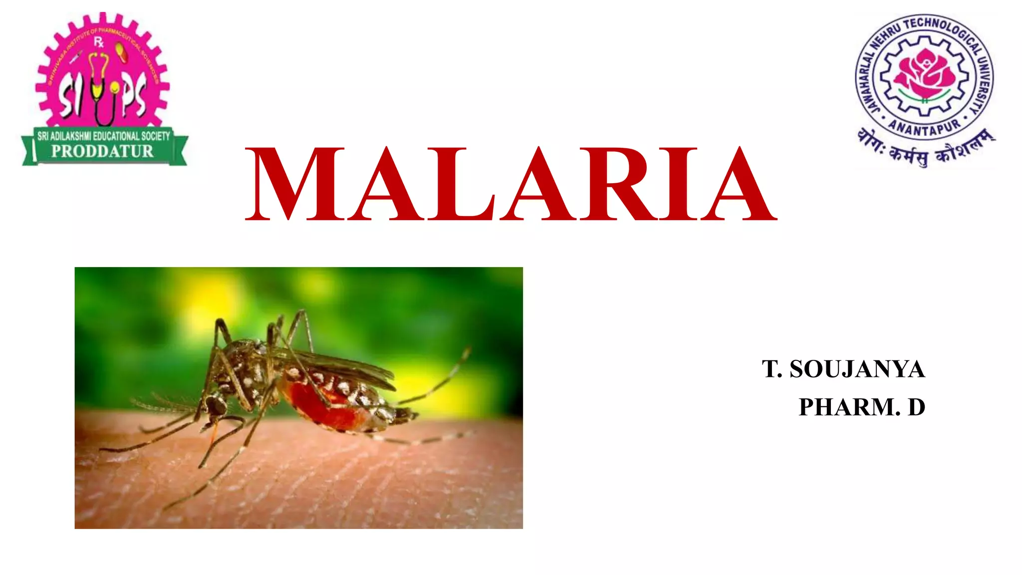 Pathophysiology and management of Malaria | PPTX