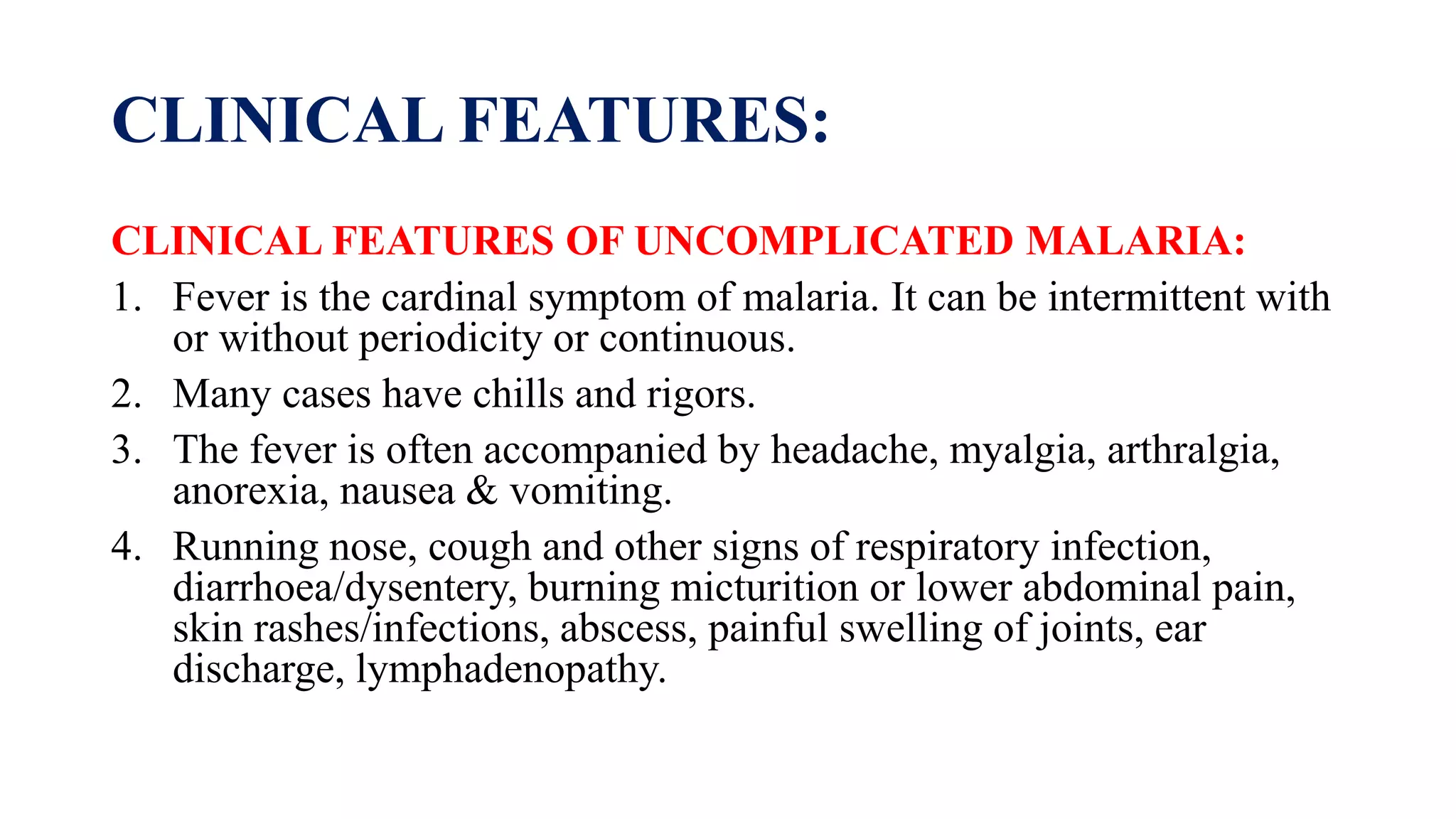 Pathophysiology and management of Malaria | PPTX