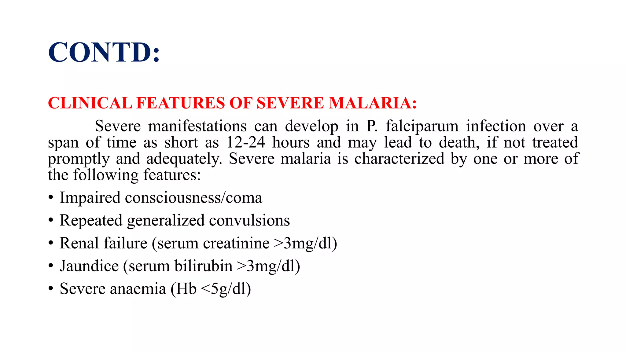 Pathophysiology and management of Malaria | PPTX