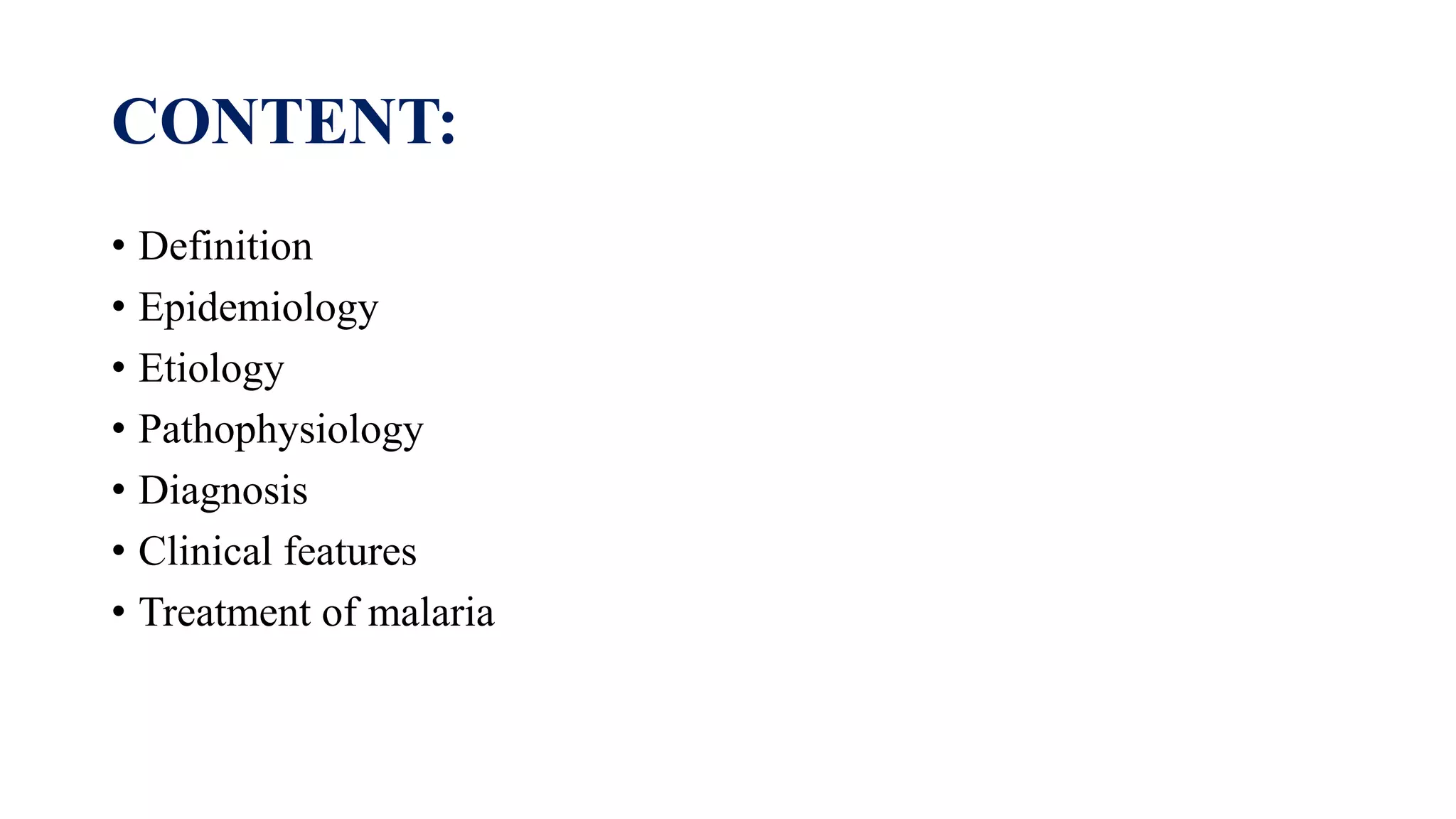 Pathophysiology and management of Malaria | PPTX