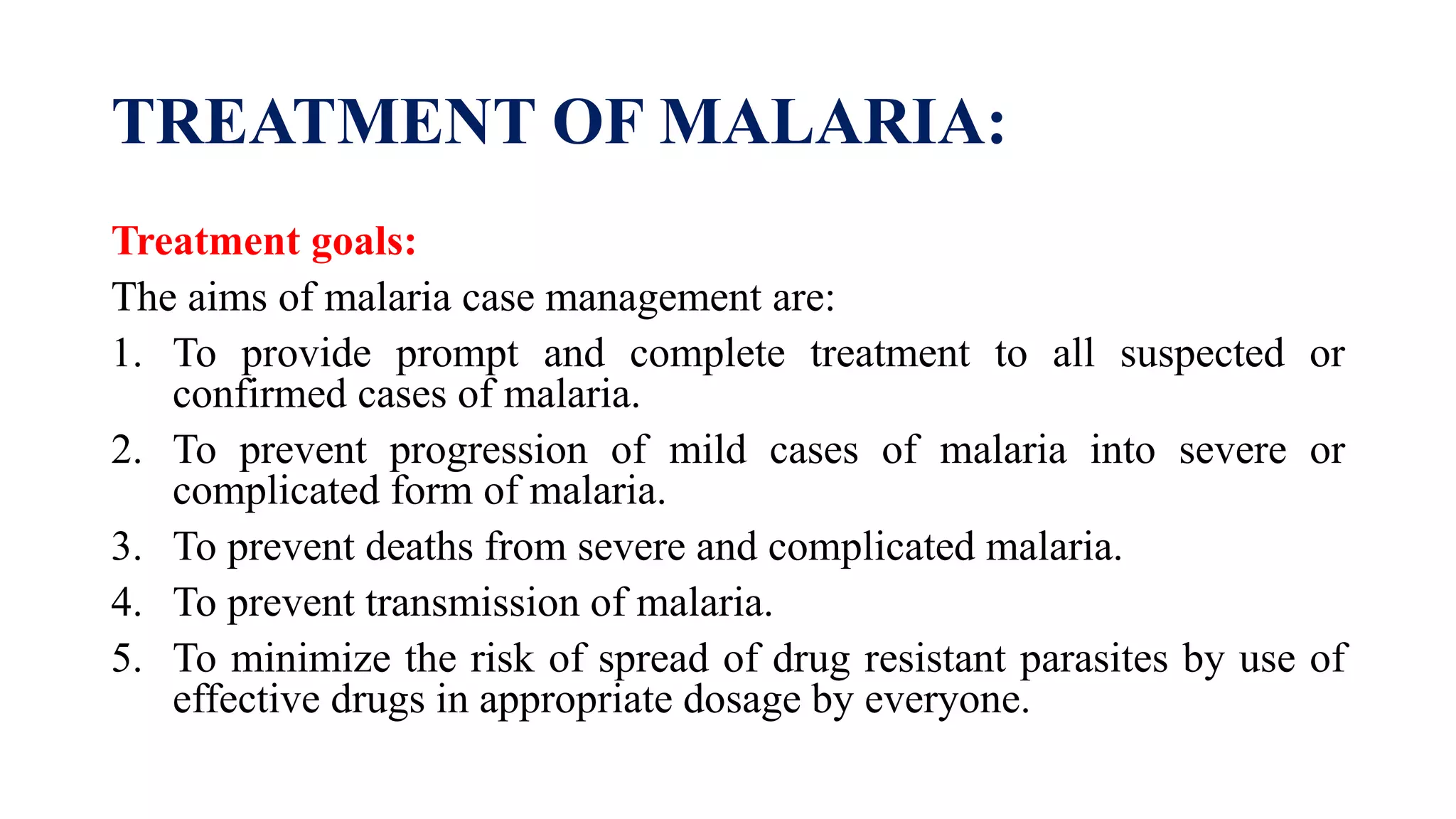 Pathophysiology and management of Malaria | PPTX