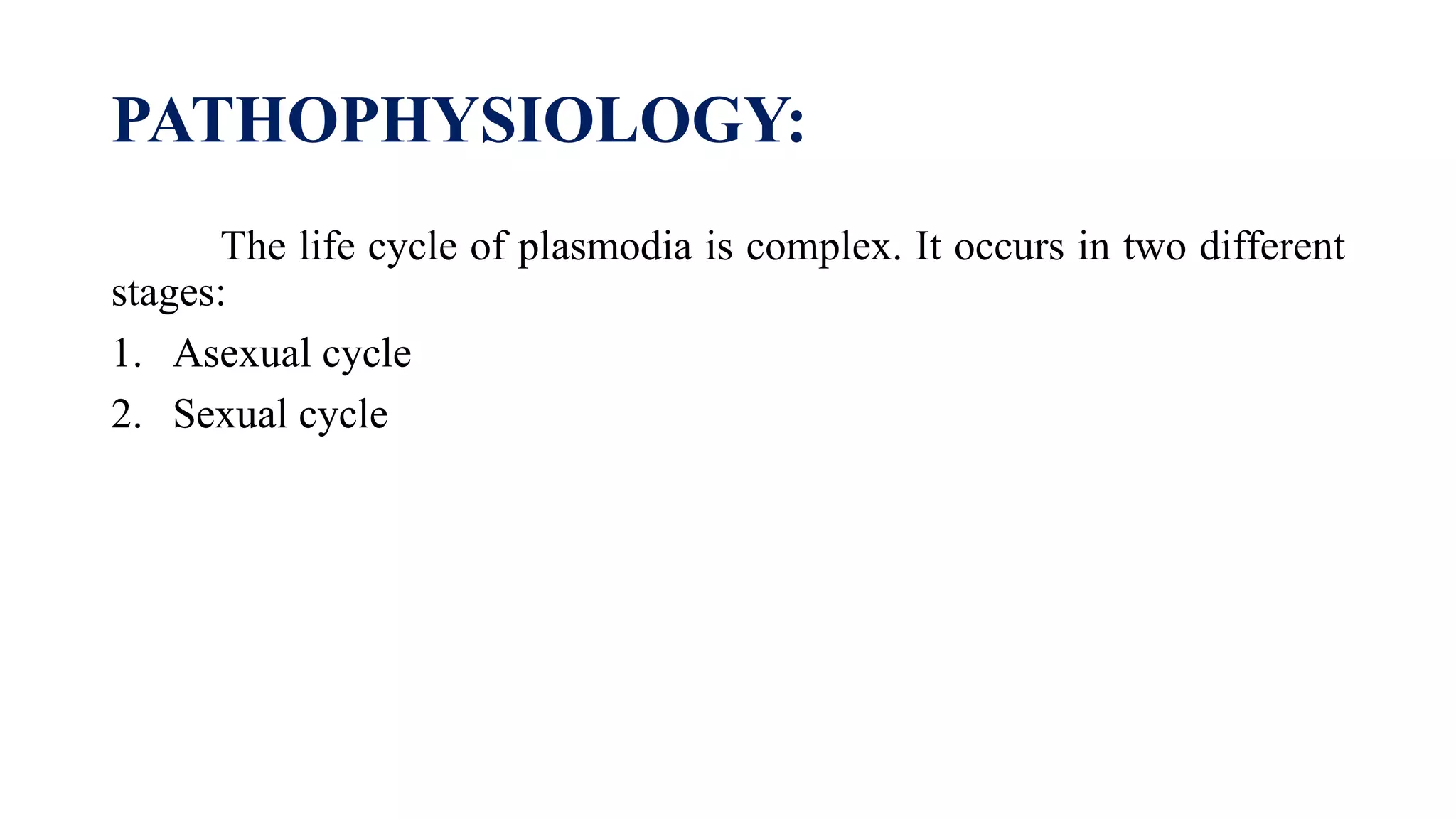 Pathophysiology and management of Malaria | PPTX