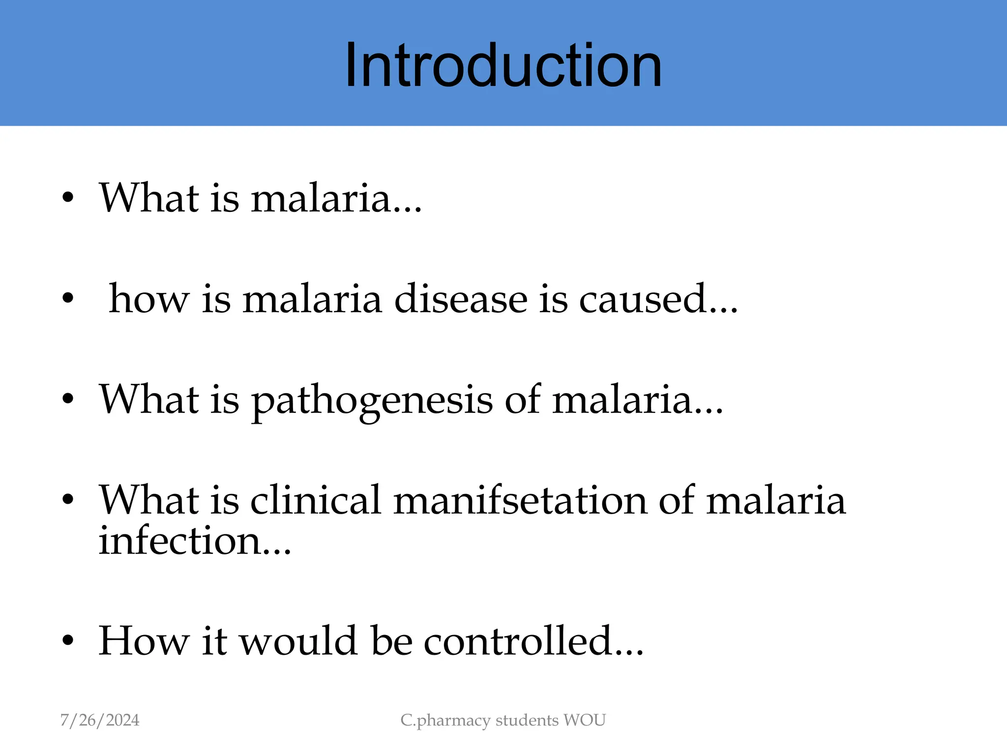 PHATOLOGY MALARIA................. .pptx | Infectious Diseases | Diseases and Conditions