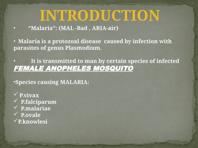 malaria life cycle, patho physiology,lab diagnosis | PPT