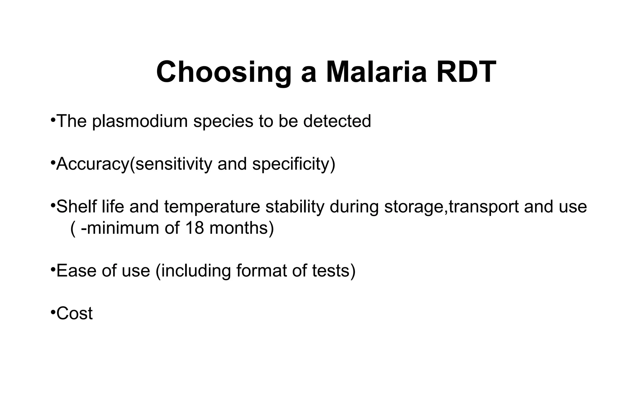 Malaria rapid diagnostic tests (RDTs) | PPT