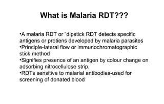 Malaria rapid diagnostic tests (RDTs) | PPT