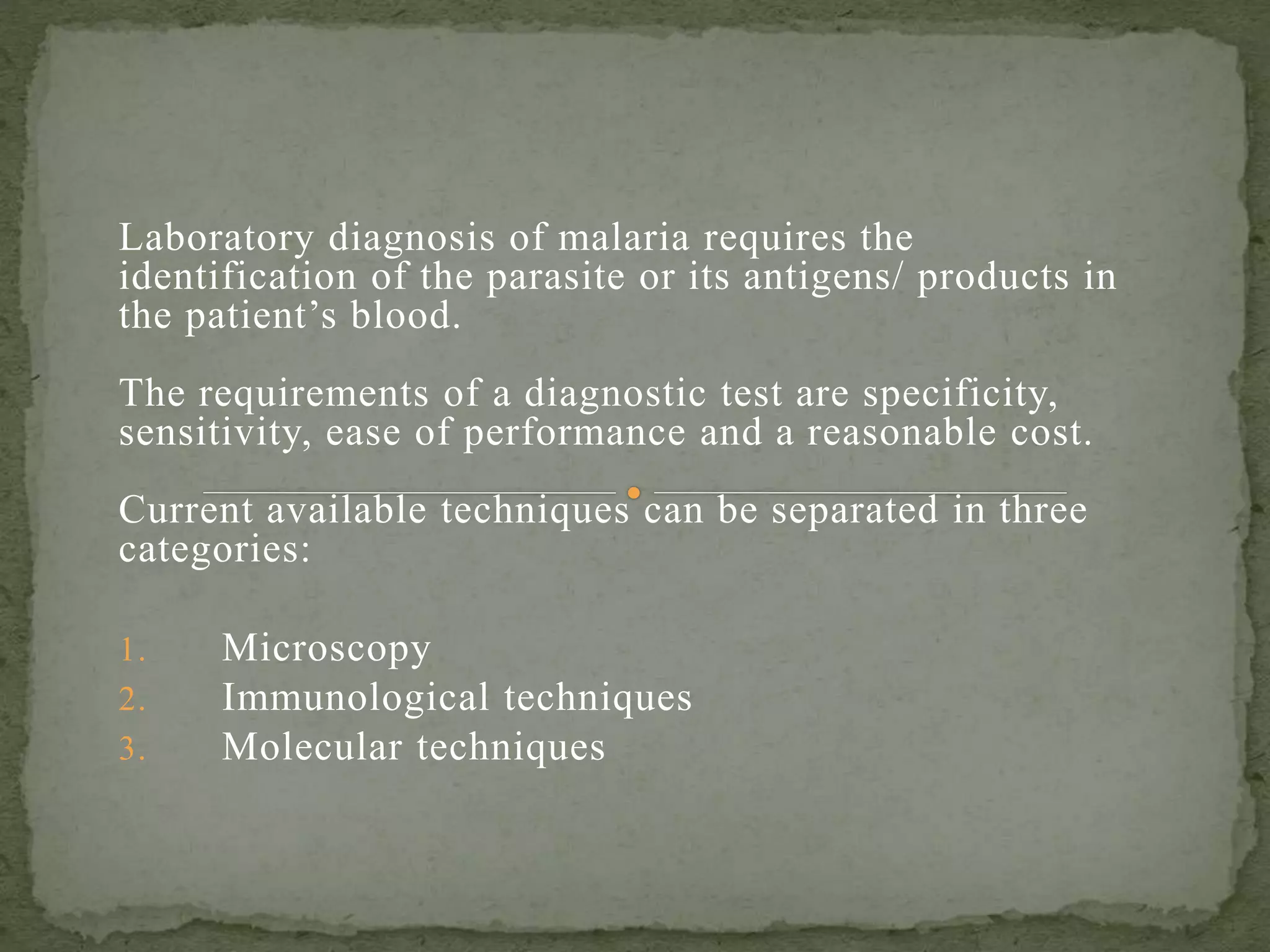 Malaria laboratory diagnosis | PPTX