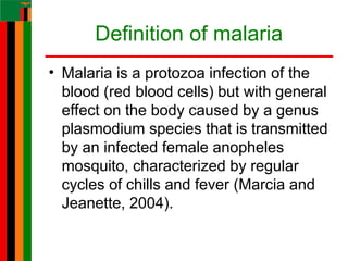 Malaria The mulas mansa college of nursing and midwifery | PPT