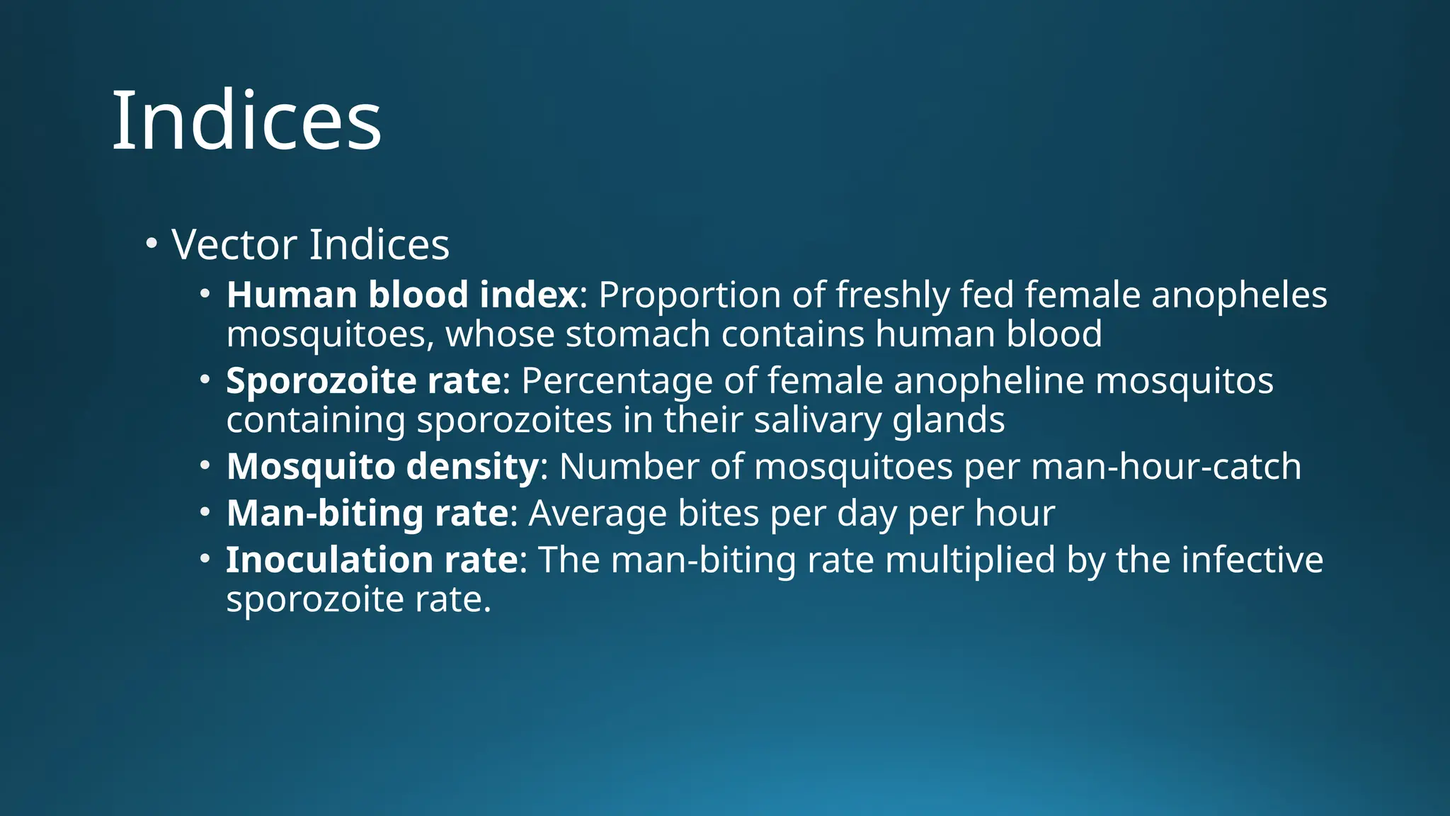 Malaria, pathogenicity, transmission, clinical features, indices ...
