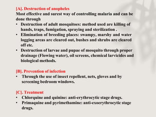 malarial fever and its management and preventable measures | PPTX