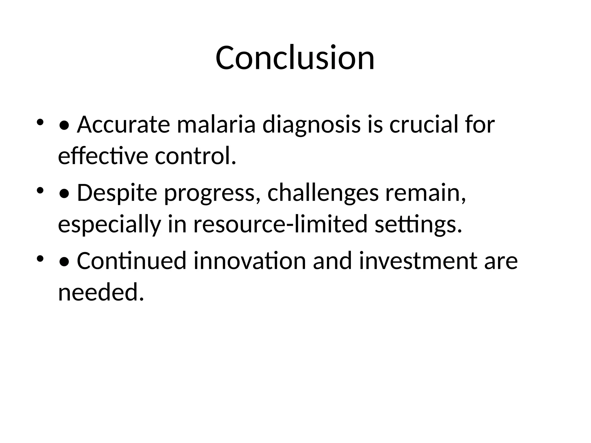 Malaria Diagnosis: Methods, Challenges, and Advancements | PPTX